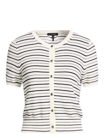 Rag & Bone Striped Knitted Short Sleeve Sweater - No