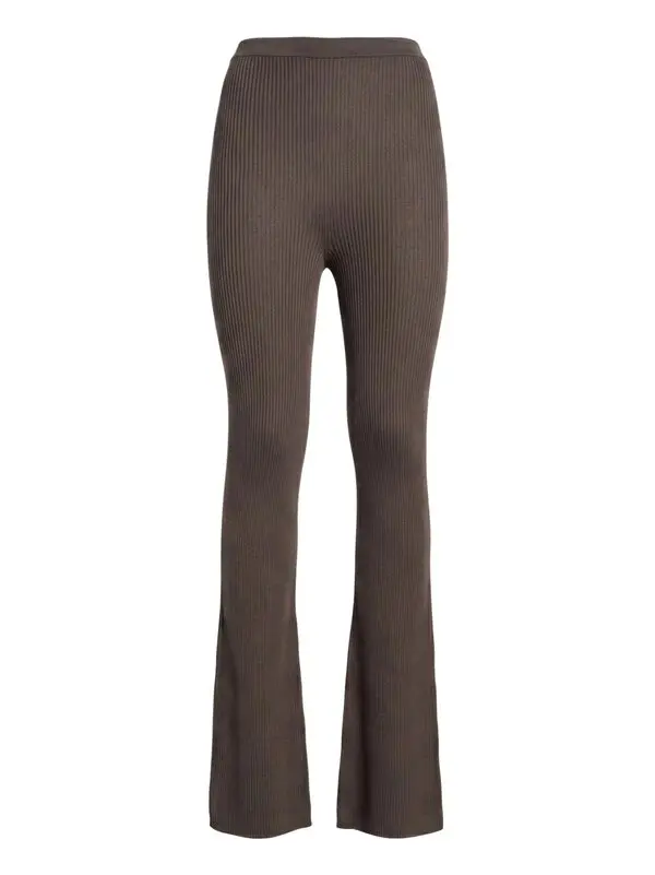 Rick Owens Ribbed Knit Flare Leggings - Brown