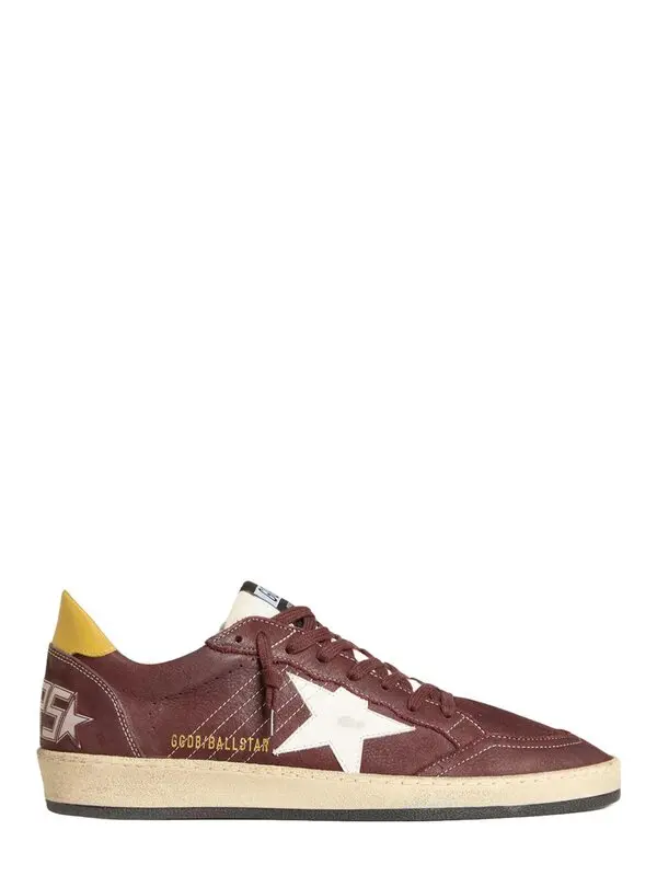 GOLDEN GOOSE Ball Star Sneakers In Chocolate Nubuck - Red