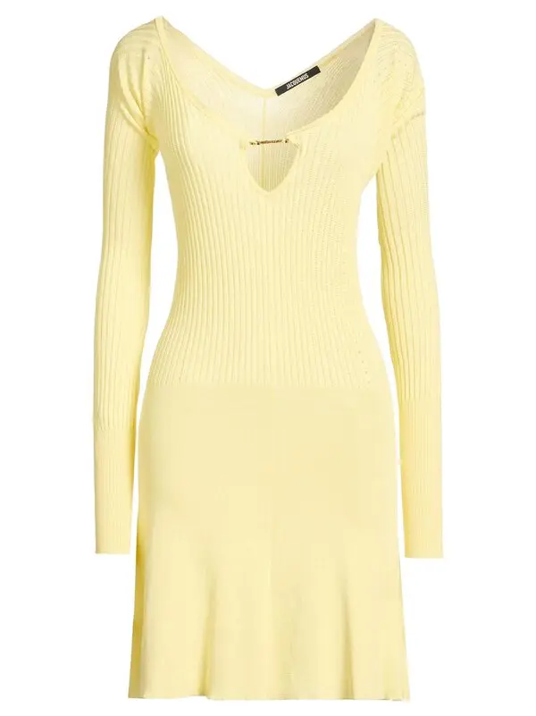 Jacquemus Off-the-shoulder Knit Mini Dress - Yellow