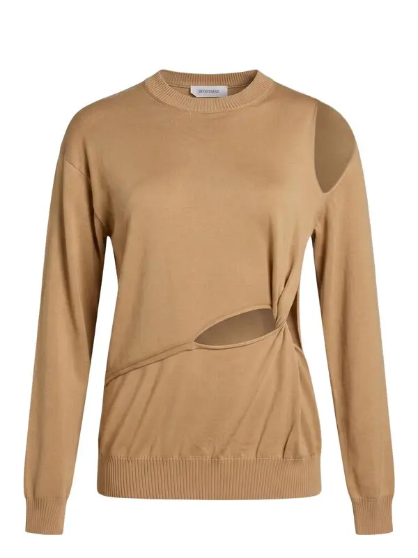 Sportmax Wool Knitwear With Rhinestone Embellishments - Sand-colored