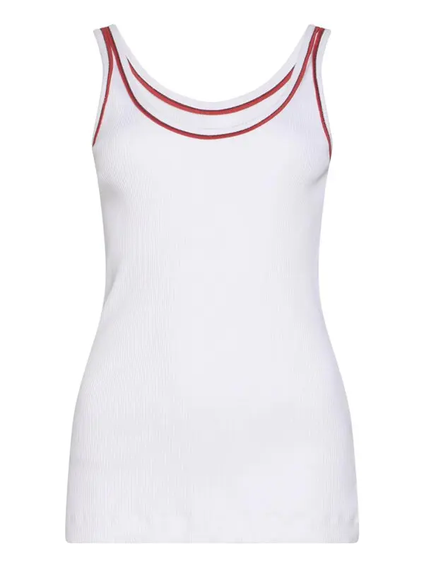 Brunello Cucinelli Sleeveless Ribbed Jersey Top With Appliqués - White