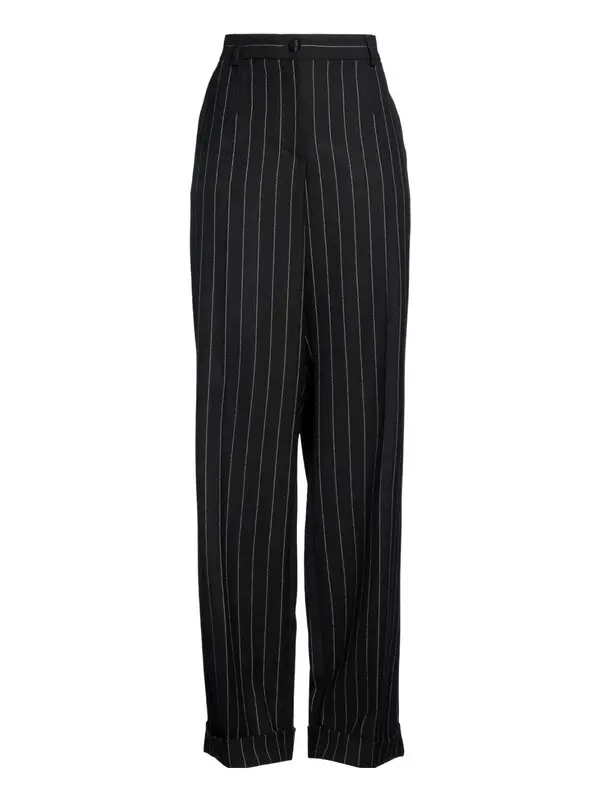 Dolce & Gabbana Striped Wide-leg Trousers - Black
