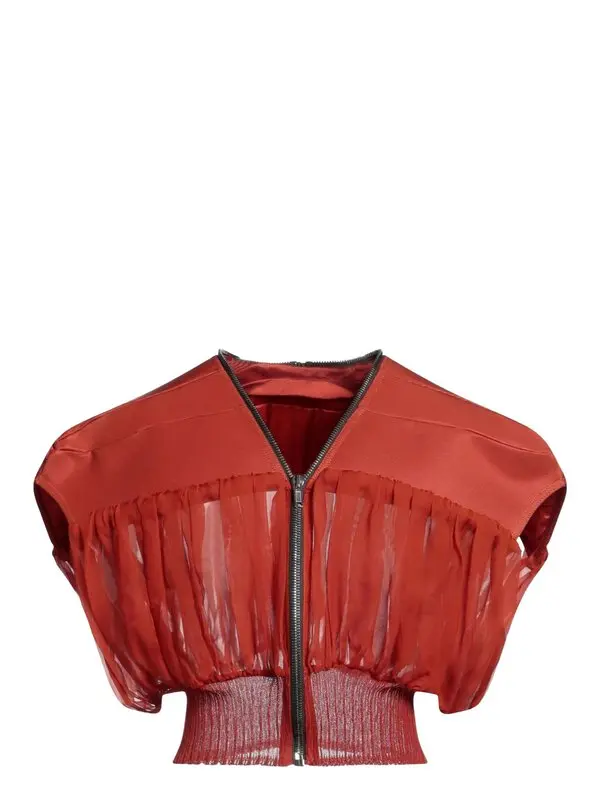 Rick Owens Short Sleeves V-neck Zip Up Casual Jacket - Orange