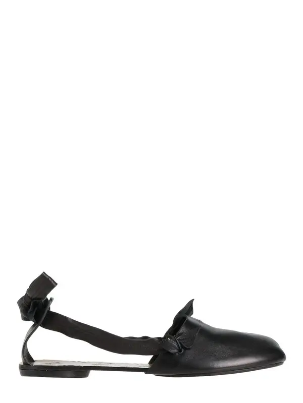 MAISON MARGIELA Leather Ballerina Flats With Bow Detailing - Black