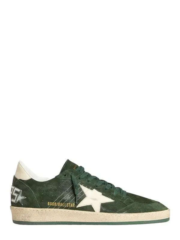 GOLDEN GOOSE Ball Star Sneakers In Green Suede - Black