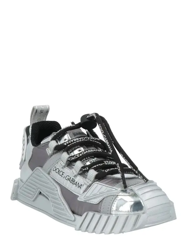 Dolce & Gabbana Metal Leather Low-top Sneakers - Silver