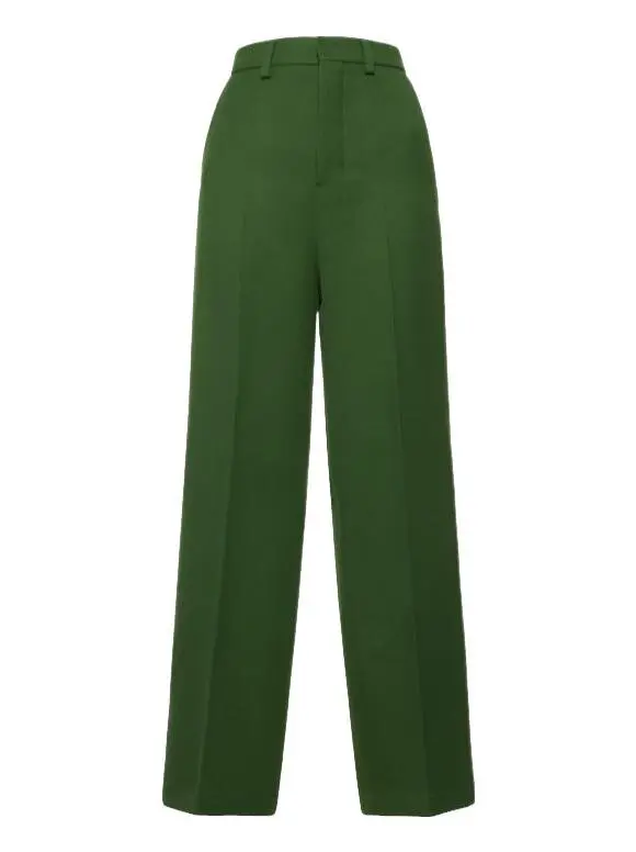 AMI Paris Large Fit Wool Pants - Green