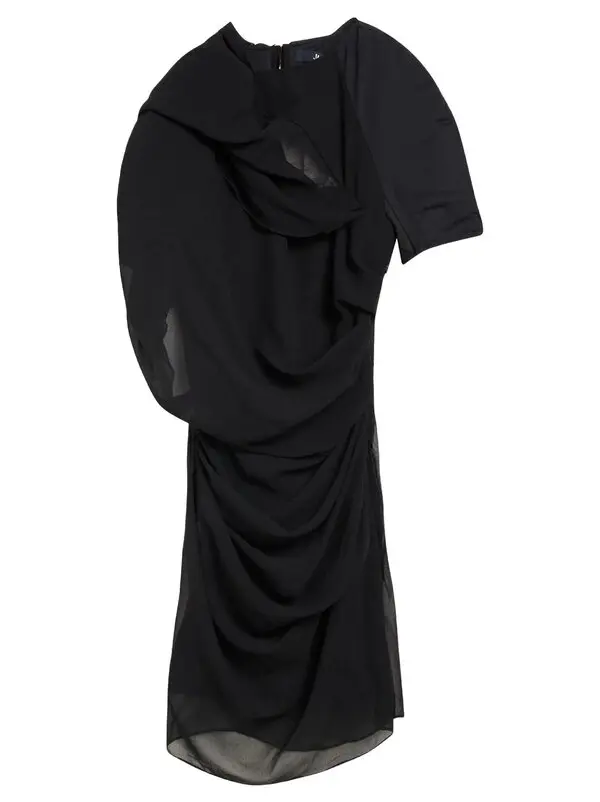 Jacquemus Georgette Sleeveless Draped Neckline Sheath Dress - Black