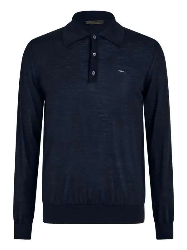 Prada Logo Ls Polo Sn53 - Black