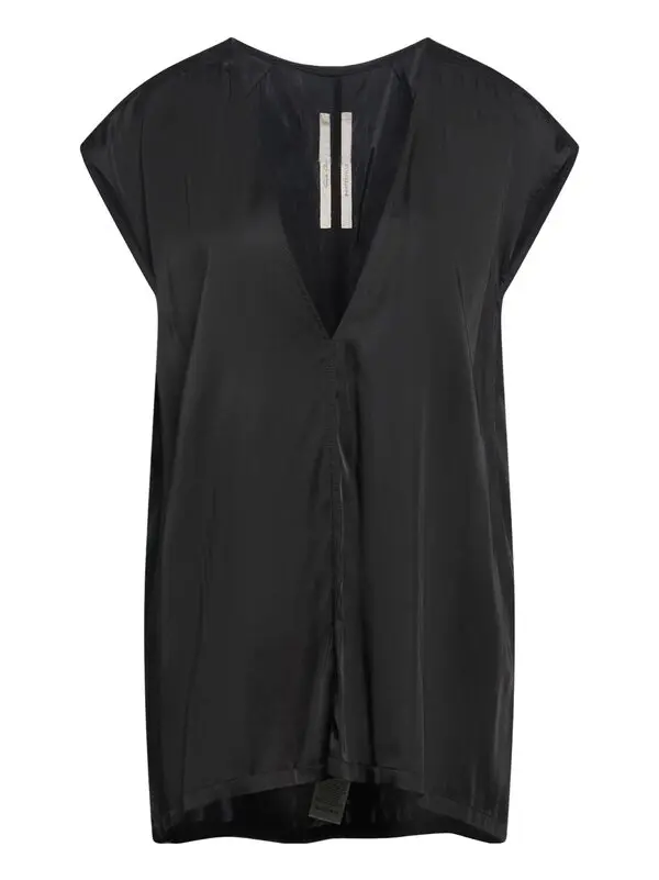 Rick Owens Short Sleeve V-neck Top - Black