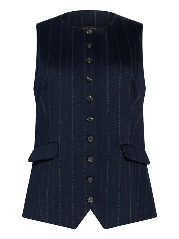 Rag & Bone Twill Stretch Fabric Waistcoat - Black