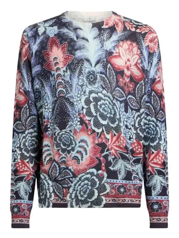 Etro Floral Print Silk And Cashmere Jumper - Multicolor