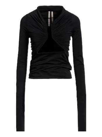 Rick Owens Jersey Deep Neck Long Sleeve Top - Black