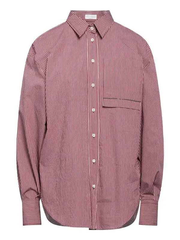 Brunello Cucinelli Striped Poplin Shirt - Pink