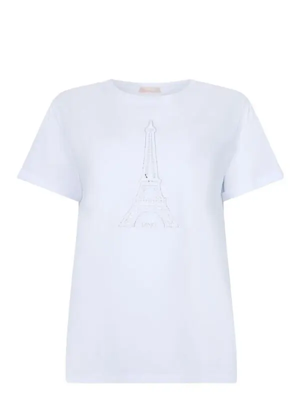 Liu Jo Crew Neck T-shirt With Openwork Embroidery - Paris