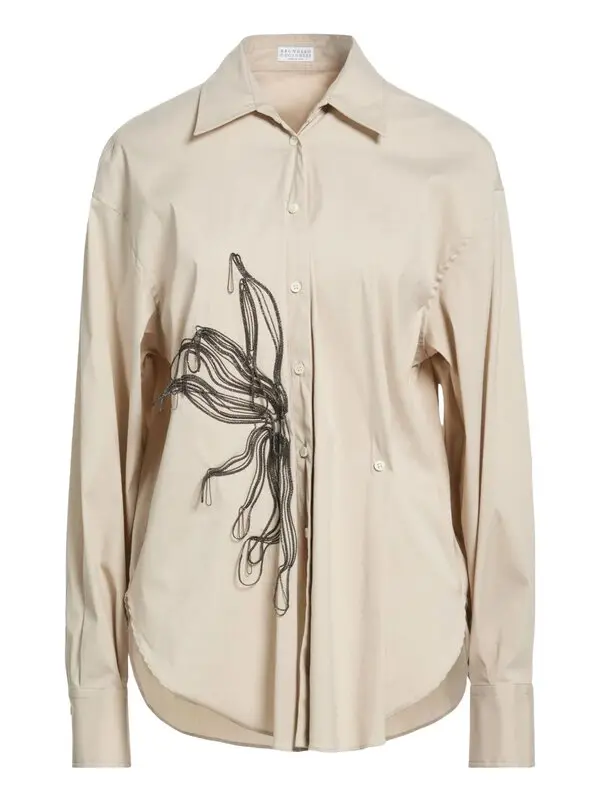 Brunello Cucinelli Soft Pure Color Shirt With Appliqu - Nude