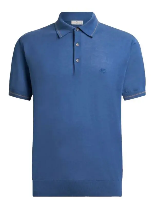 Etro Cotton Polo Shirt With Pegaso - Blue