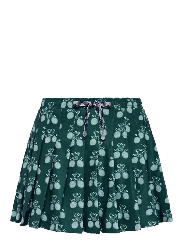 The Upside Racquet-patterned Pleated Mini Skirt - Green