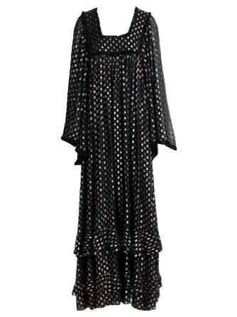 Chloé Chiffon Polka-dot Metallic Flared Dress - Black