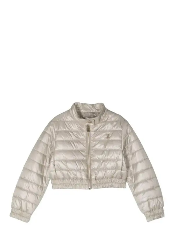 Herno Metallic Cropped Padded Jacket - Nude
