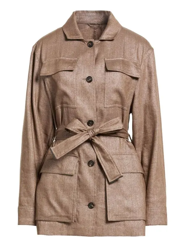 Brunello Cucinelli Belted Twill Jacket - Brown
