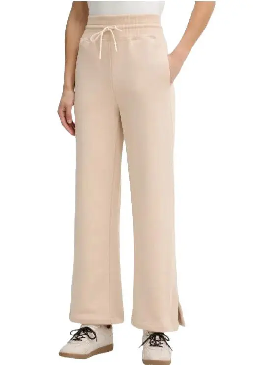 TWINSET Drawstring Waistband Sweatpants With Side Vents And Logo Embroidery - Nude