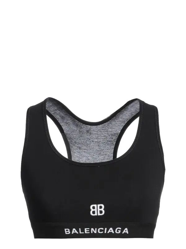 Balenciaga Sleeveless Sports Top With Embroidered Logo - Black
