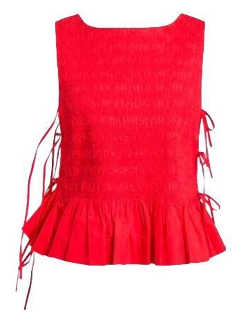 GANNI Off-the-shoulder Peplum Top - Red