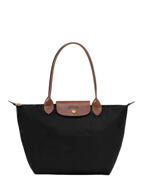 Longchamp Le Pliage Large Tote With Embossed Logo Flap - Black