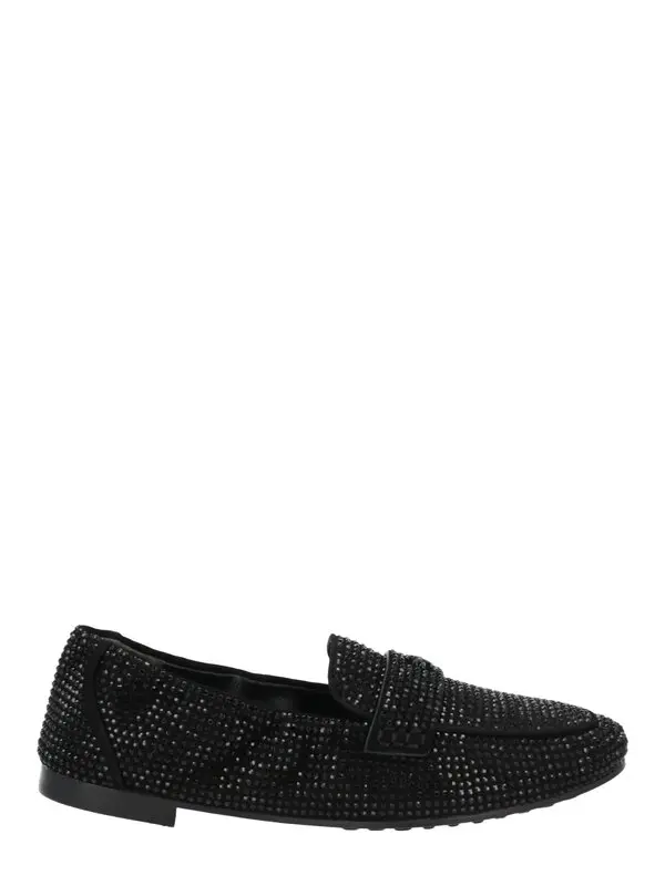 Tory Burch Embellished Suede Loafers - Black