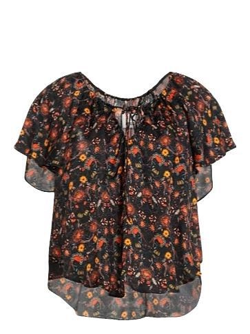 Isabel Marant Étoile Short-sleeved Floral Print Satin Top - Black