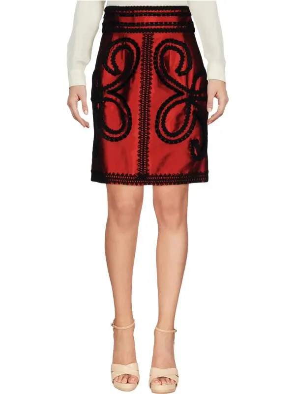 Dolce & Gabbana Two-tone Embellished Satin Midi Skirt - Red