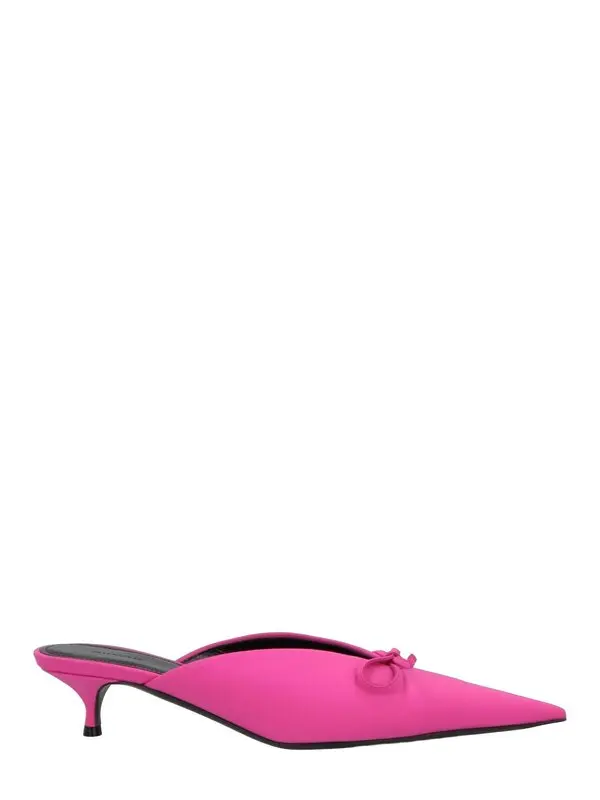 Balenciaga Bow Detail Leather Pointed Toe Mules - Fuchsia