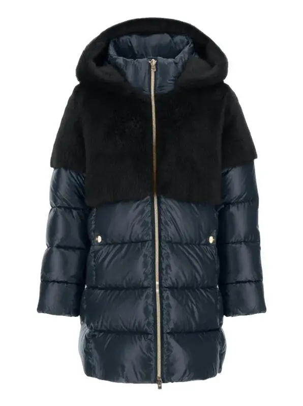 Herno Zip-fastening Faux Fur And Down Coat - Black