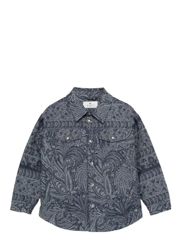 Etro Paisley Print Denim Jacket - Gray