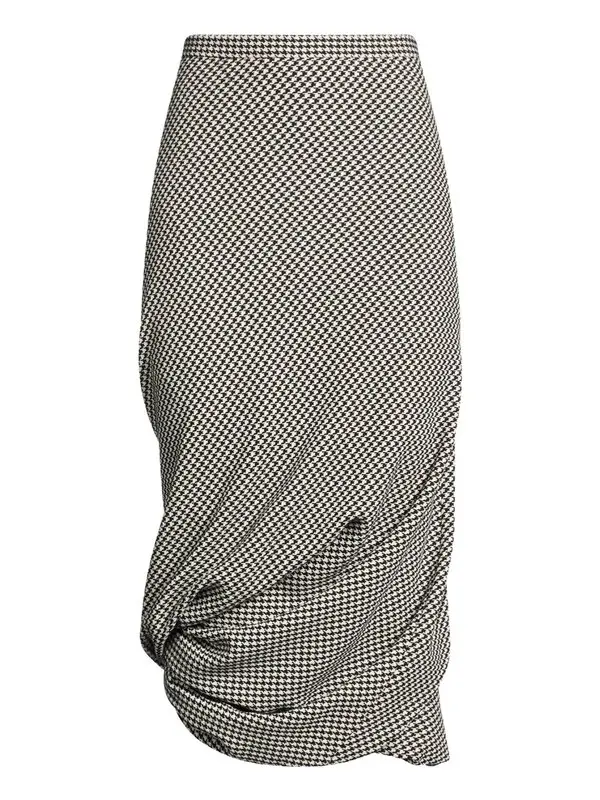 Balenciaga Houndstooth Flannel Midi Skirt - Gray