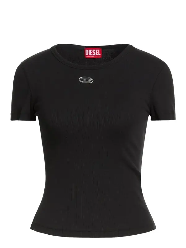 DIESEL® Ribbed Jersey Crewneck T-shirt - Black