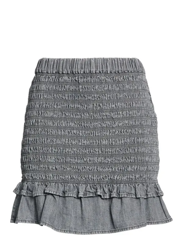Isabel Marant Étoile Denim Midi Skirt With Gathered Ruffles - Black