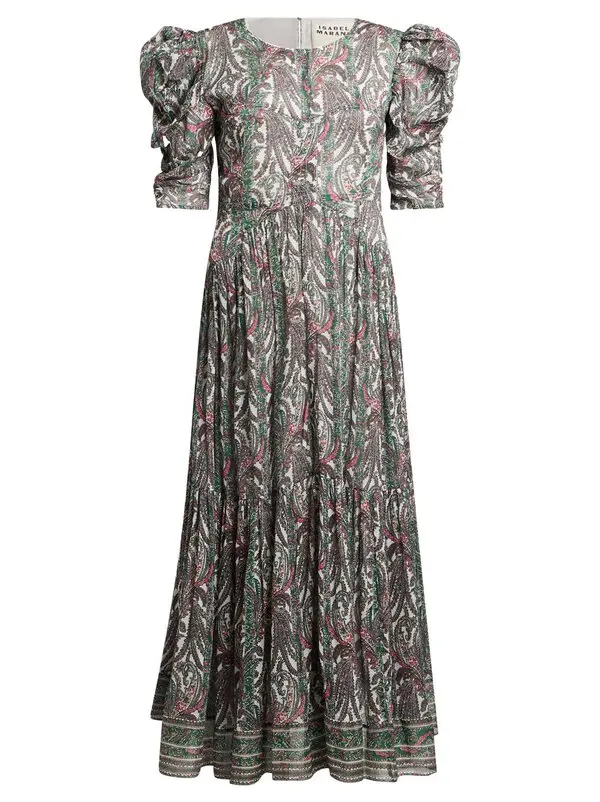 Isabel Marant Étoile Long Flared Paisley Dress - Green