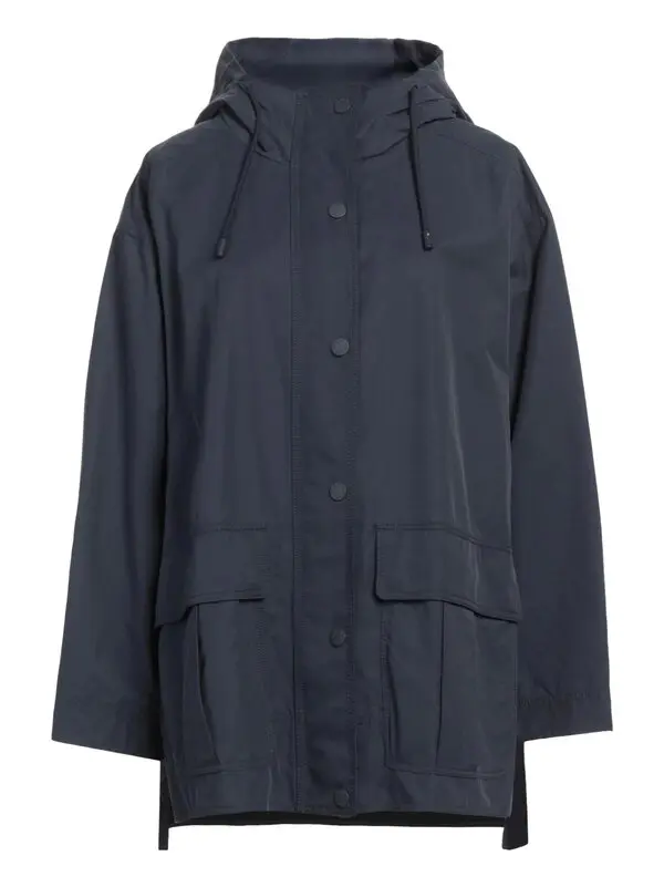 Max Mara Hooded Jacket With Zipper And Snap Buttons - Blue