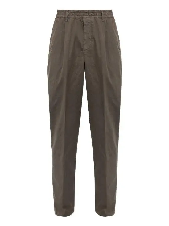 Eleventy Elastic-waist Straight-leg Pants - Brown
