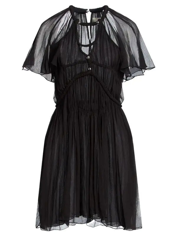 Isabel Marant Étoile Flared Chiffon Dress With Bell Sleeves - Black