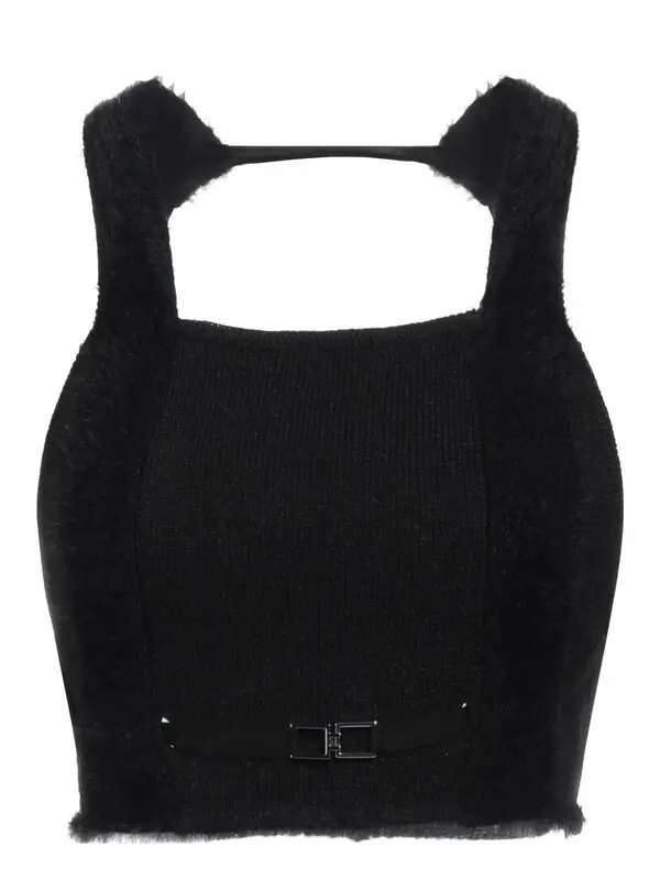 Jacquemus Sleeveless Square Neck Knit Top With Open Back - Black