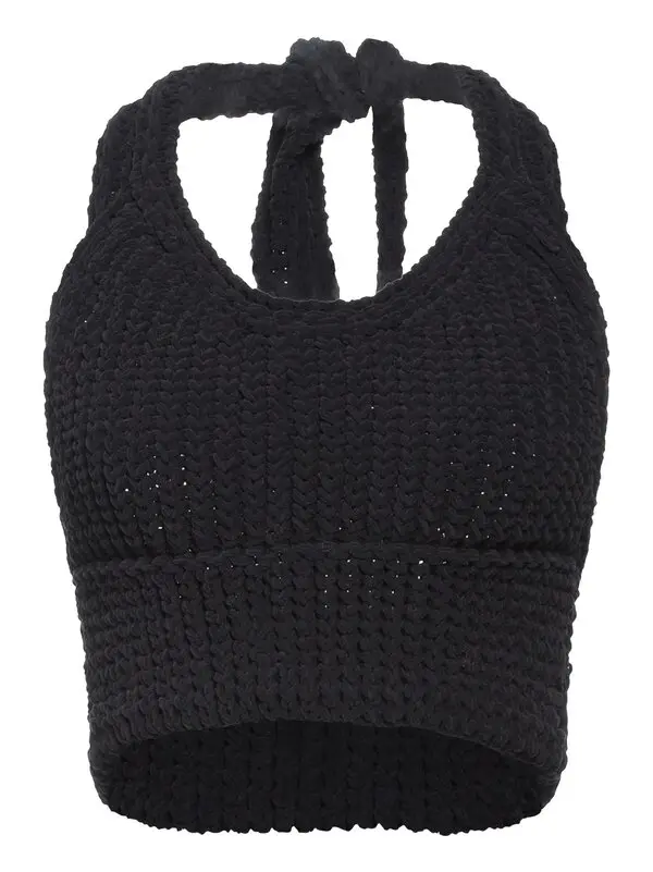 Jacquemus Knit Halter Crop Top - Black