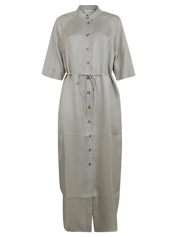 Loulou De Saison Button-front Midi Dress - Grey