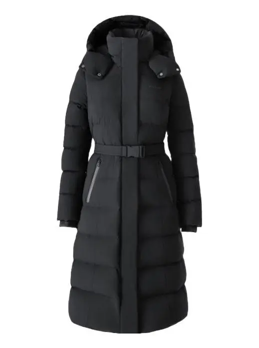 Mackage Long-sleeved Quilted Hooded Jacket With Belt - Black