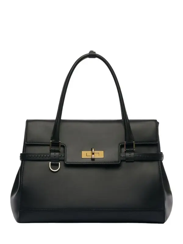 Max Mara Natural Leather Handbag With Turn Lock Closure - Black