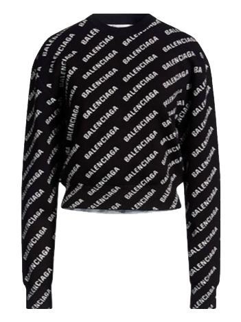 Balenciaga Logo-print Jacquard Knitted Sweater - Black