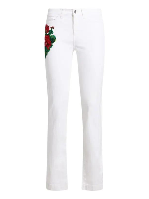 Dolce & Gabbana Embellished Straight Leg Jeans - White